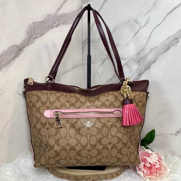 Coach | Bags | Coach Tyler Tote Shoulder Bag F5761 Signature Coated ...